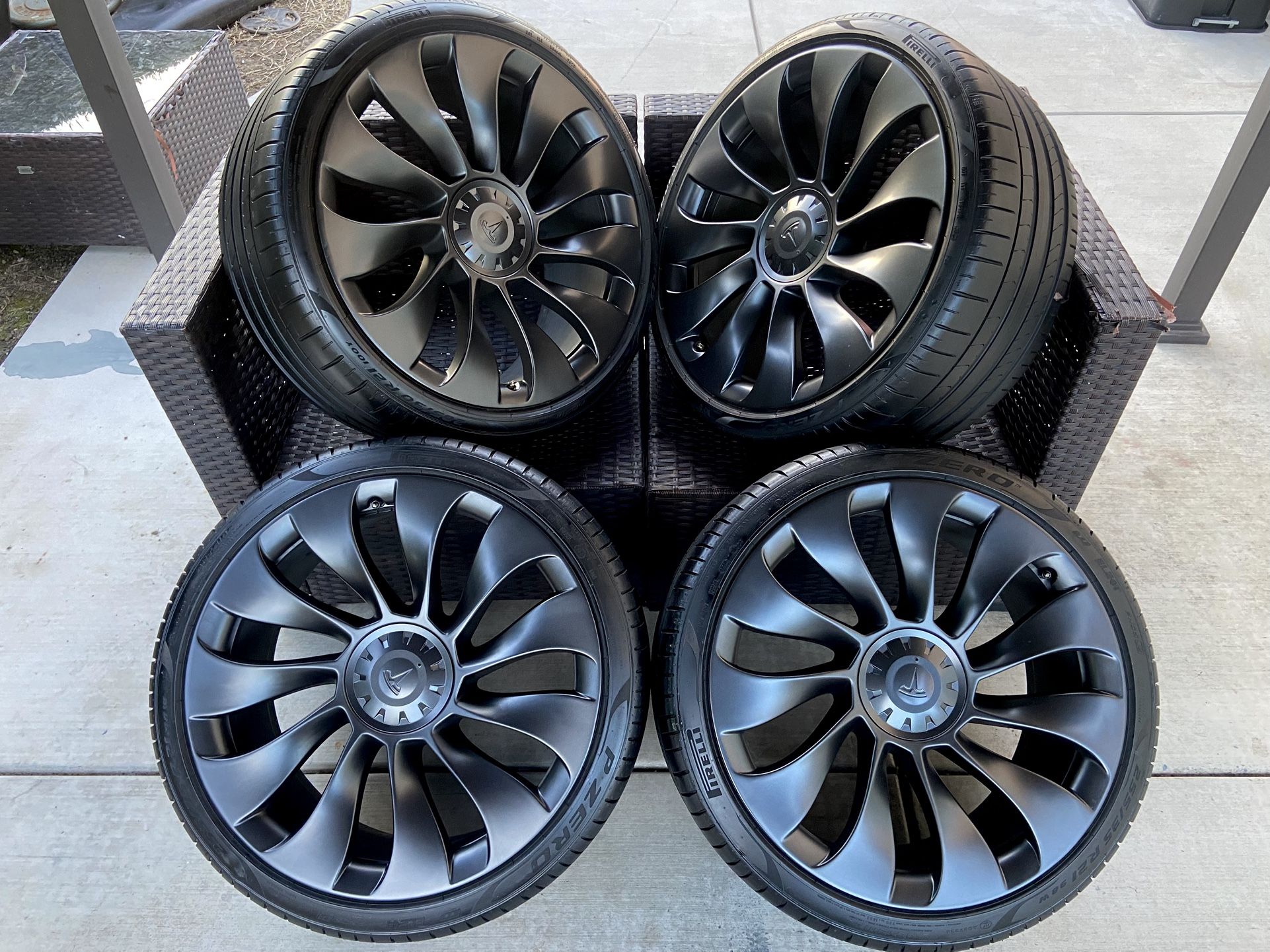21’ Inch Tesla Model Y Charcoal Gray Wheels “OEM” Pirelli Sport Tires ...