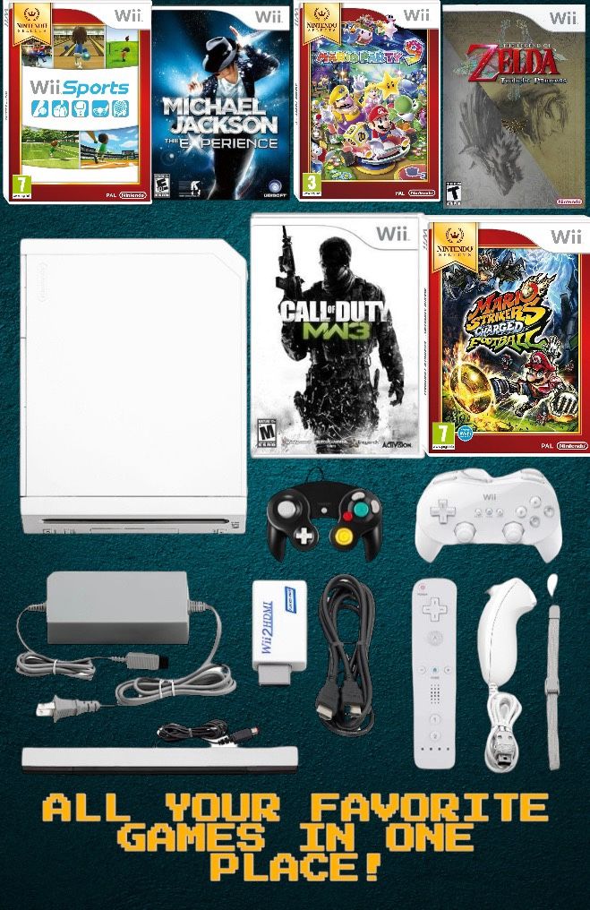 MODDED 256GB Nintendo Wii Bundle With Tons Of Preloaded Games (Please ...