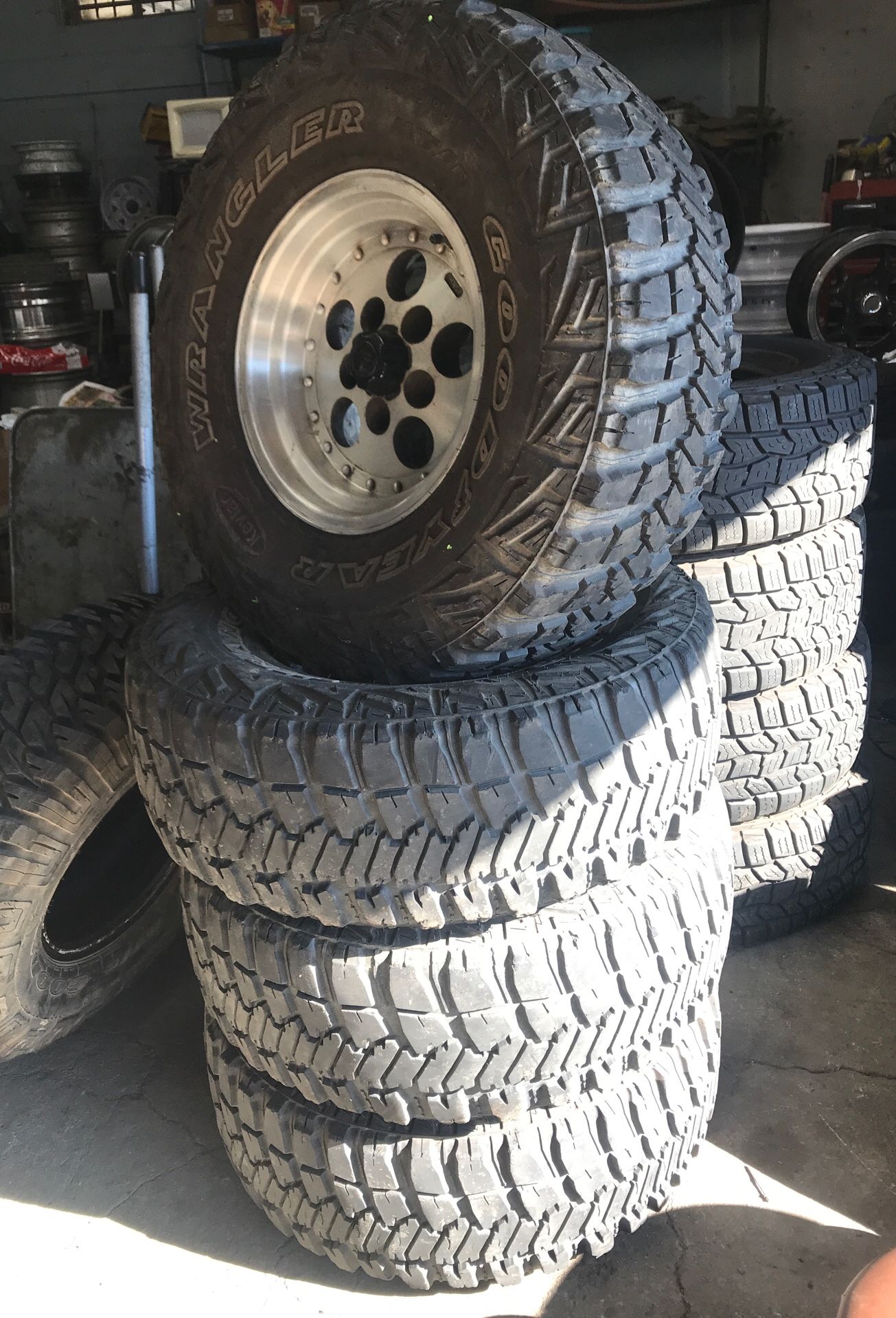 5 lug x5 15 inch rims and tires $350 32x11.50-15 LT for Sale in ...