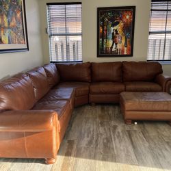 Thomasville Benjamin Leather Sectional Sofa | Cabinets Matttroy