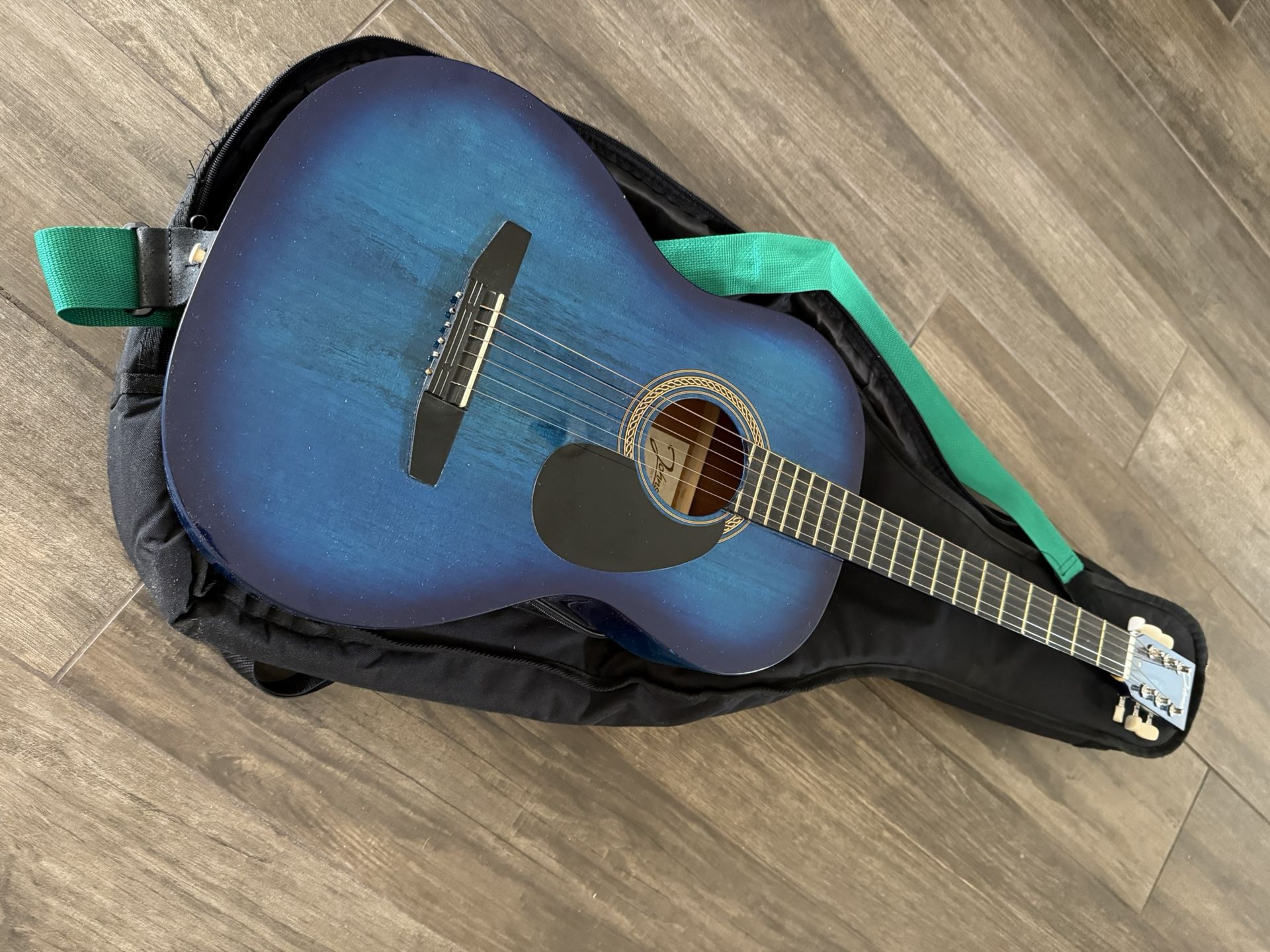 Johnson JG-100 Student Dreadnought Blue Acoustic Guitar With Soft-sided ...