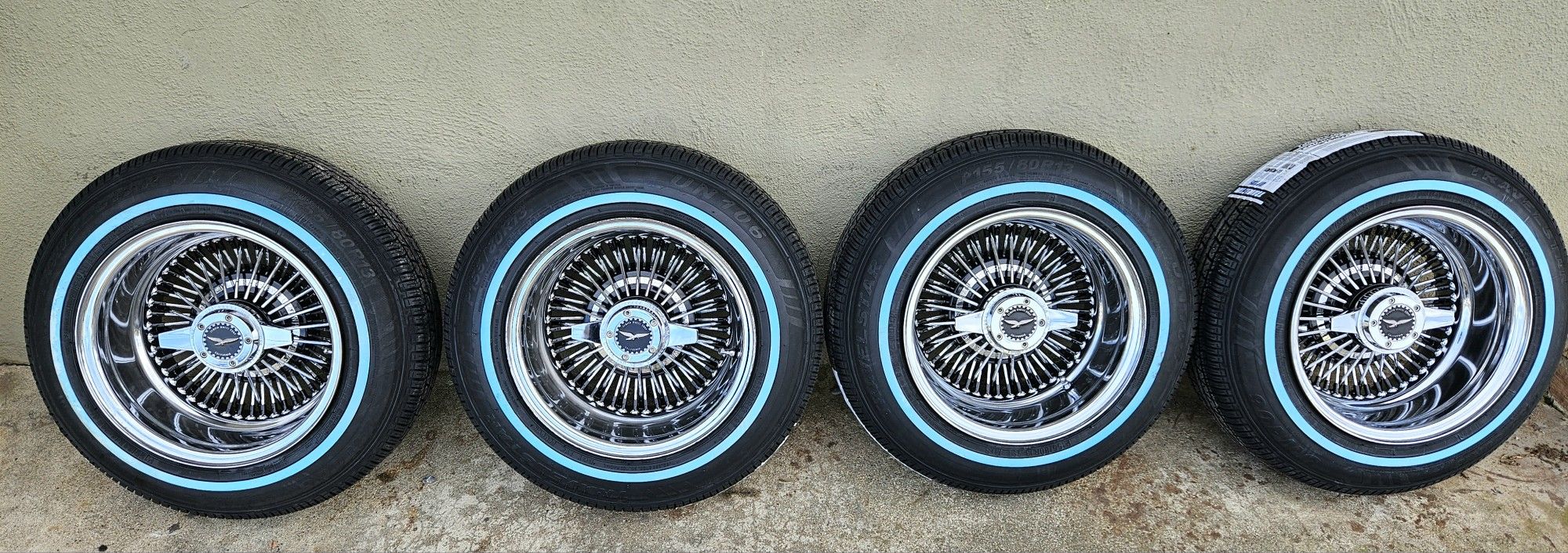 Black And Chrome 13x7 72 Spokes Zenith Wire Wheels for Sale in Los ...
