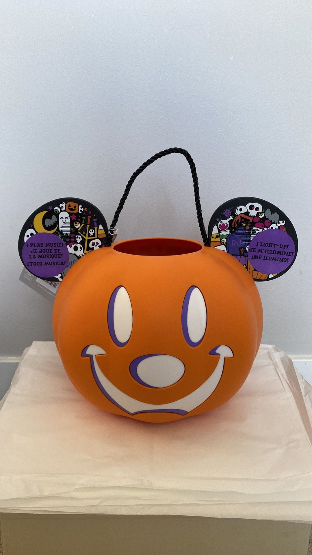 Disney Mickey Mouse Halloween Pumpkin Light Up Candy Bucket for Sale in ...
