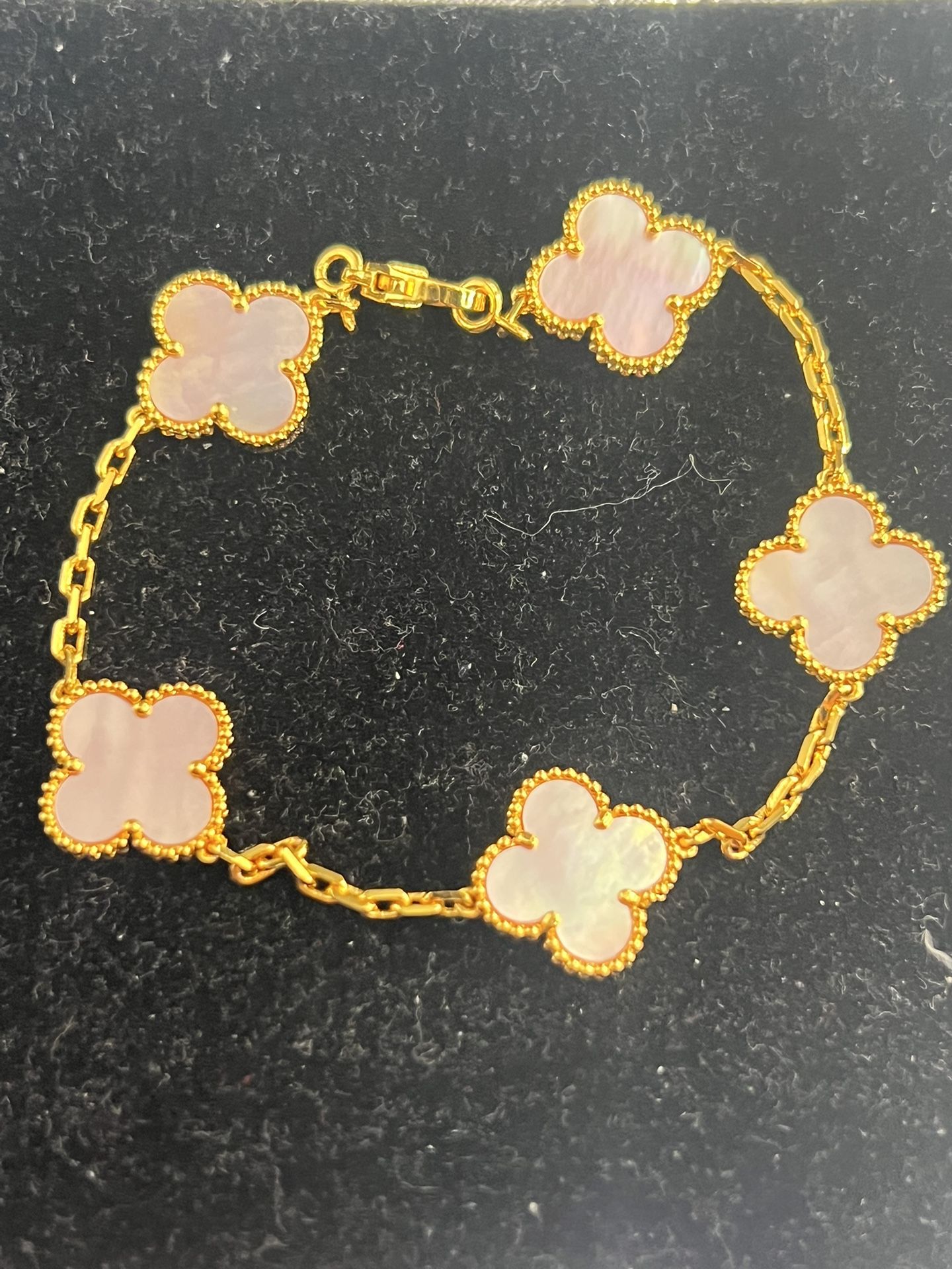 Gold Clover Mother of Pearl Bracelet Elegant Luxury Shine for Sale in ...