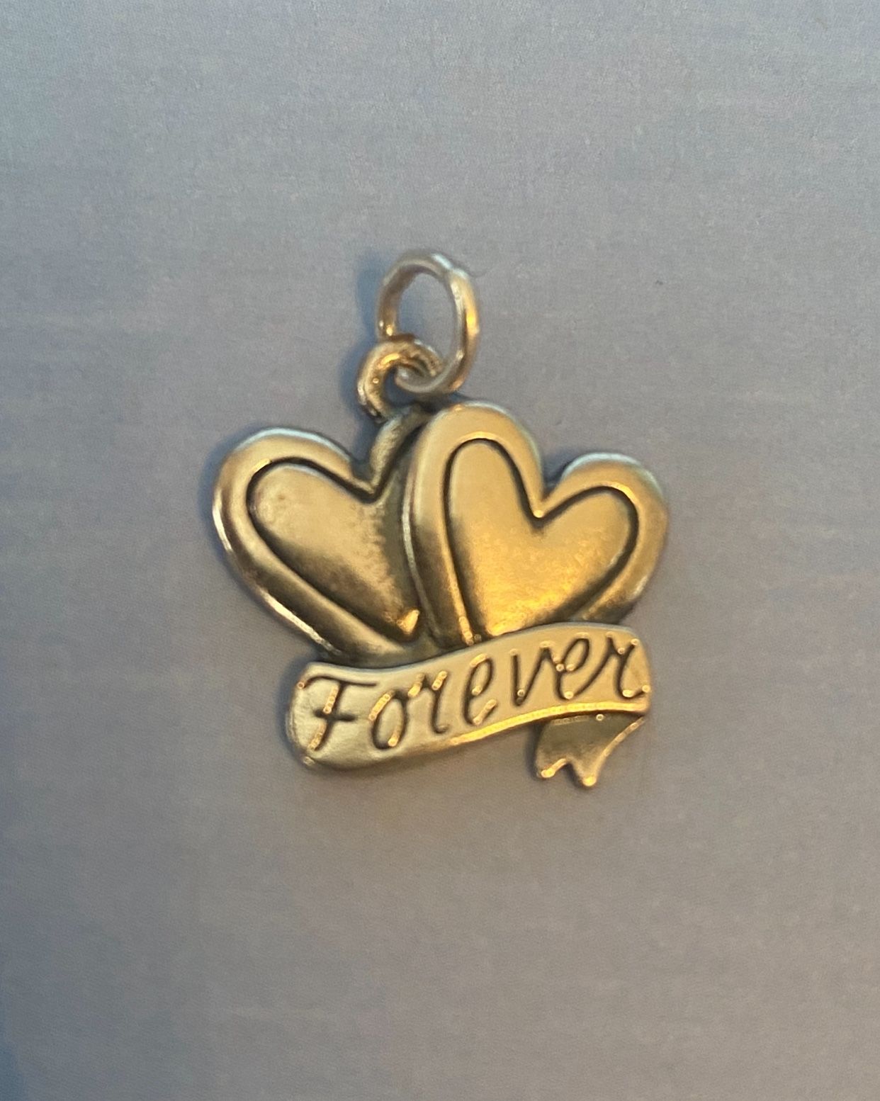 James Avery Silver Two Hearts “Forever” Ribbon Charm Love Cut Loop for ...