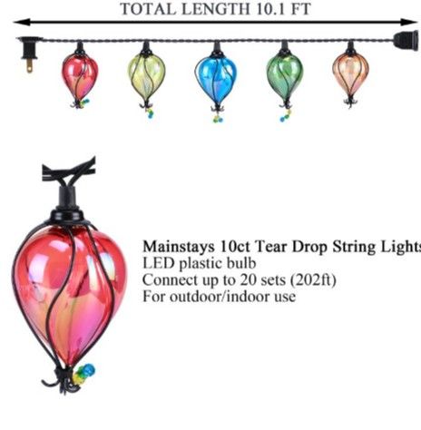10 Count Balloon Tear Drop Led Multicolored String Lights for Sale in ...