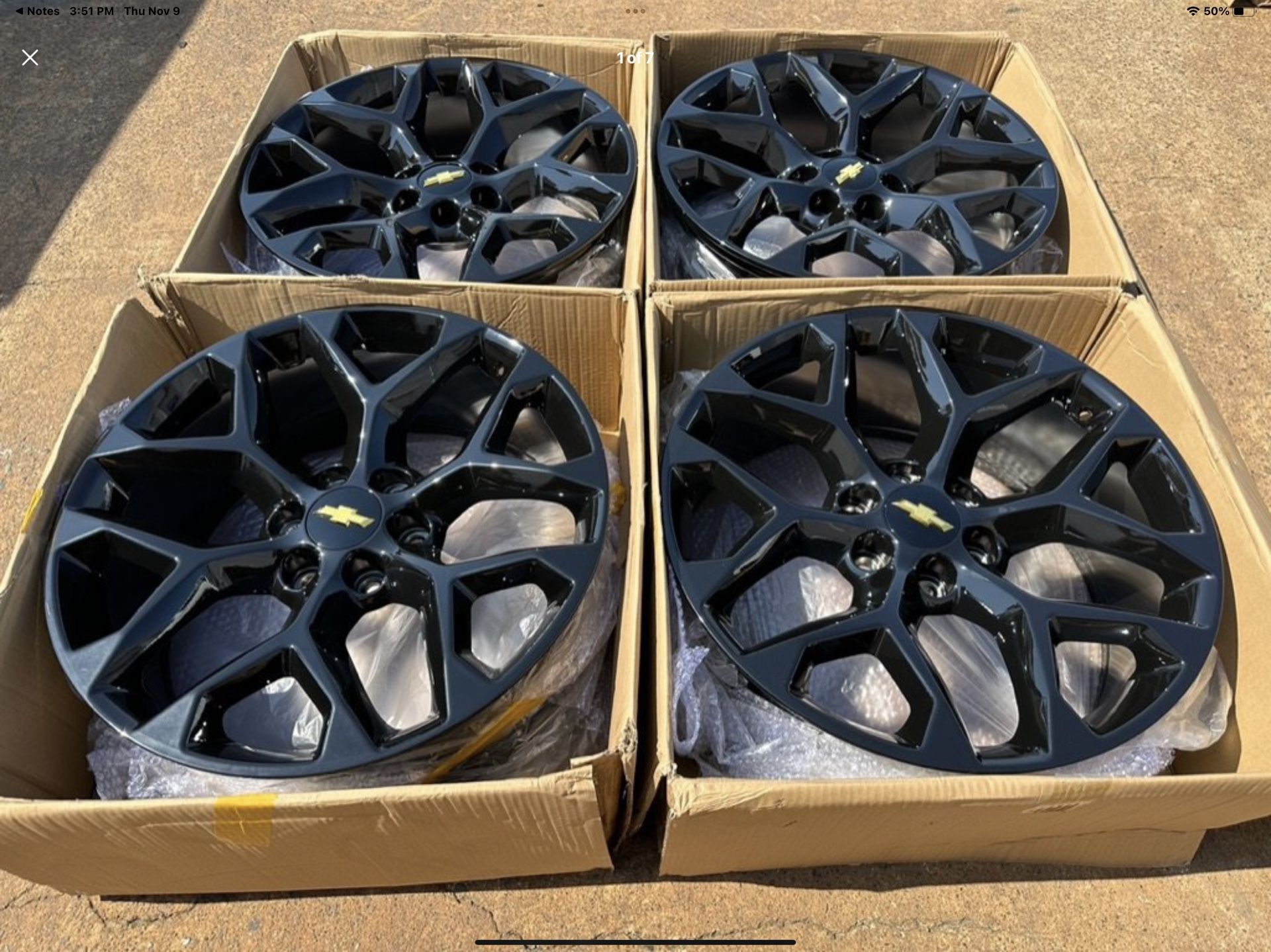 22" Black Snowflake Style Wheels Chevy Silverado Tahoe Suburban Yukon ...