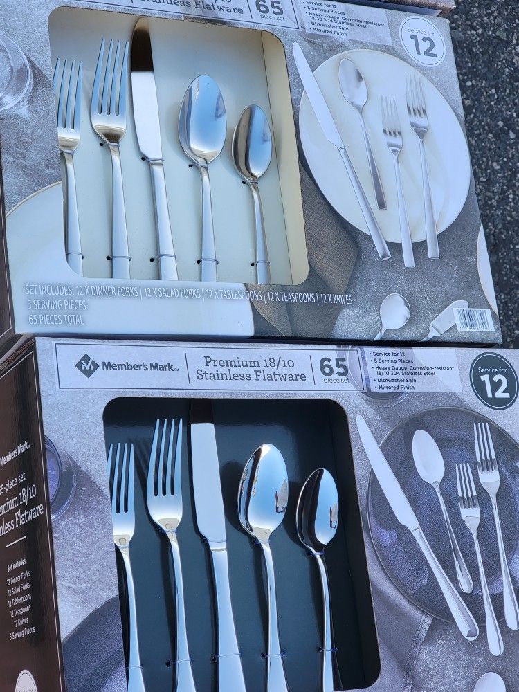 Member's Mark Premium 65 Piece Stainless Steel Flatware Set (Assorted ...