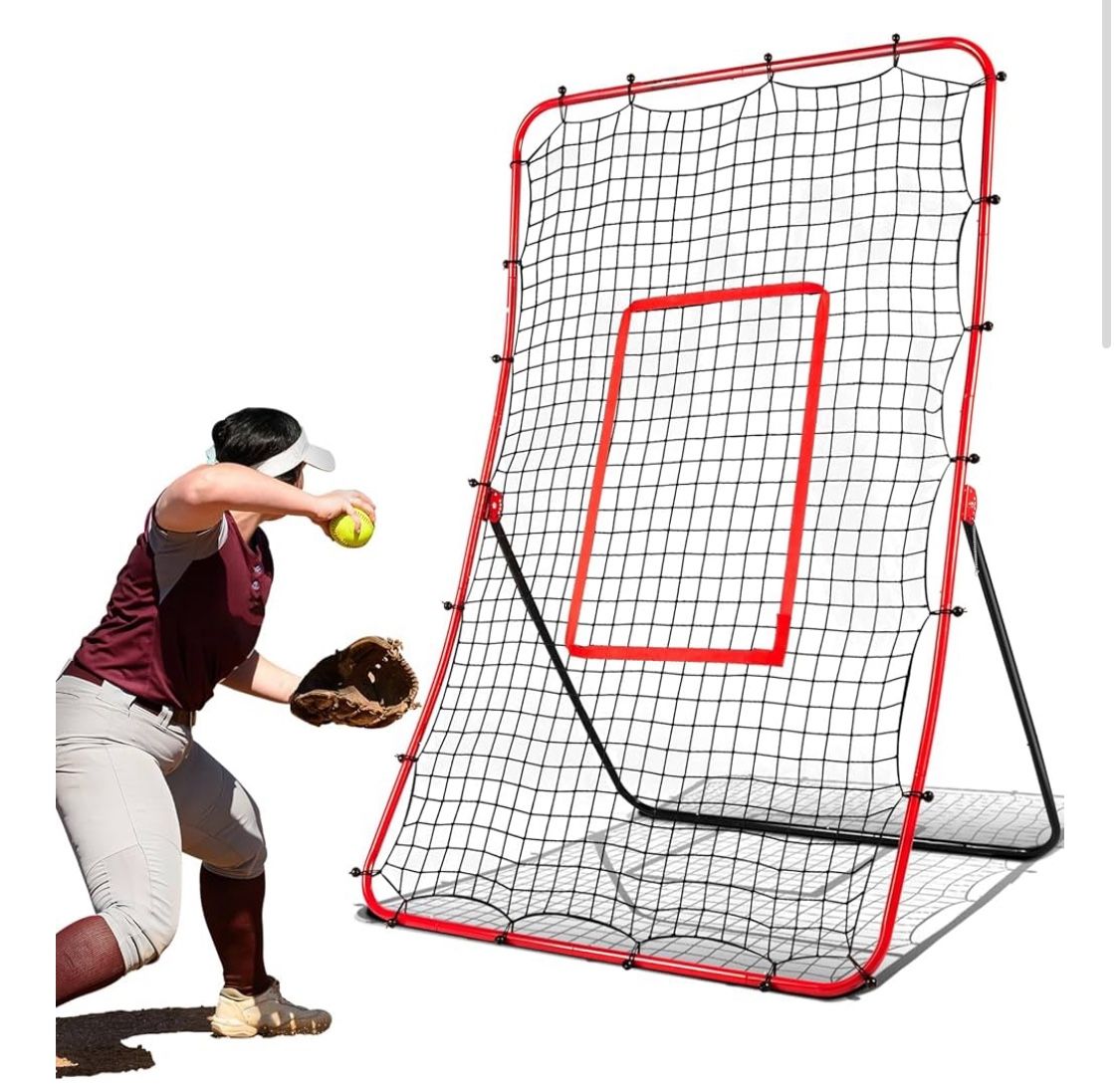 Baseball Rebounder Net Pitchback Net，Angle Adjustable Pitch Trainer ...