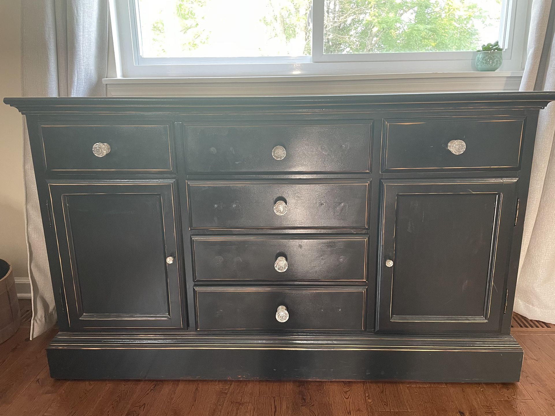 Black Refinished Distressed Buffet Cabinet for Sale in Round Lake ...