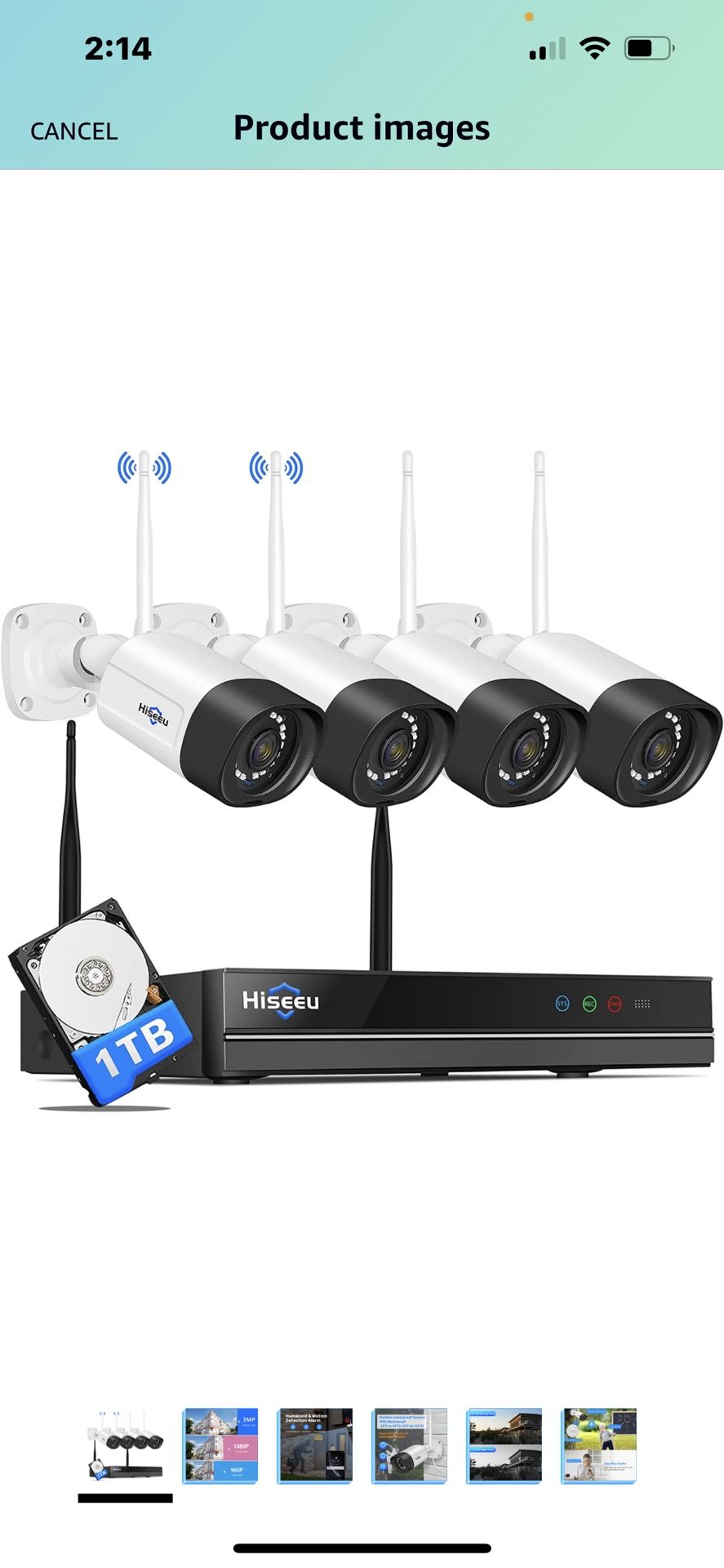【2K,3TB Hard Drive】 Hiseeu WiFi Security Camera System,12V DC Power ...