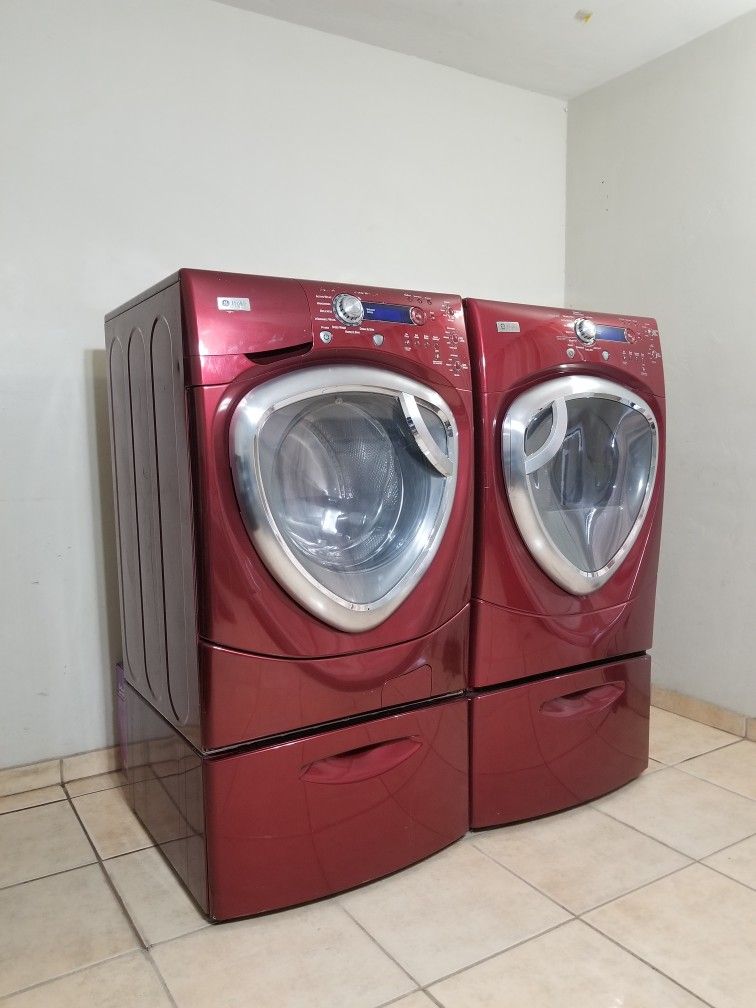 GE RED WASHER AND ELECTRIC DRYER FREE DELIVERY AND INSTALLATION ALSO A ...