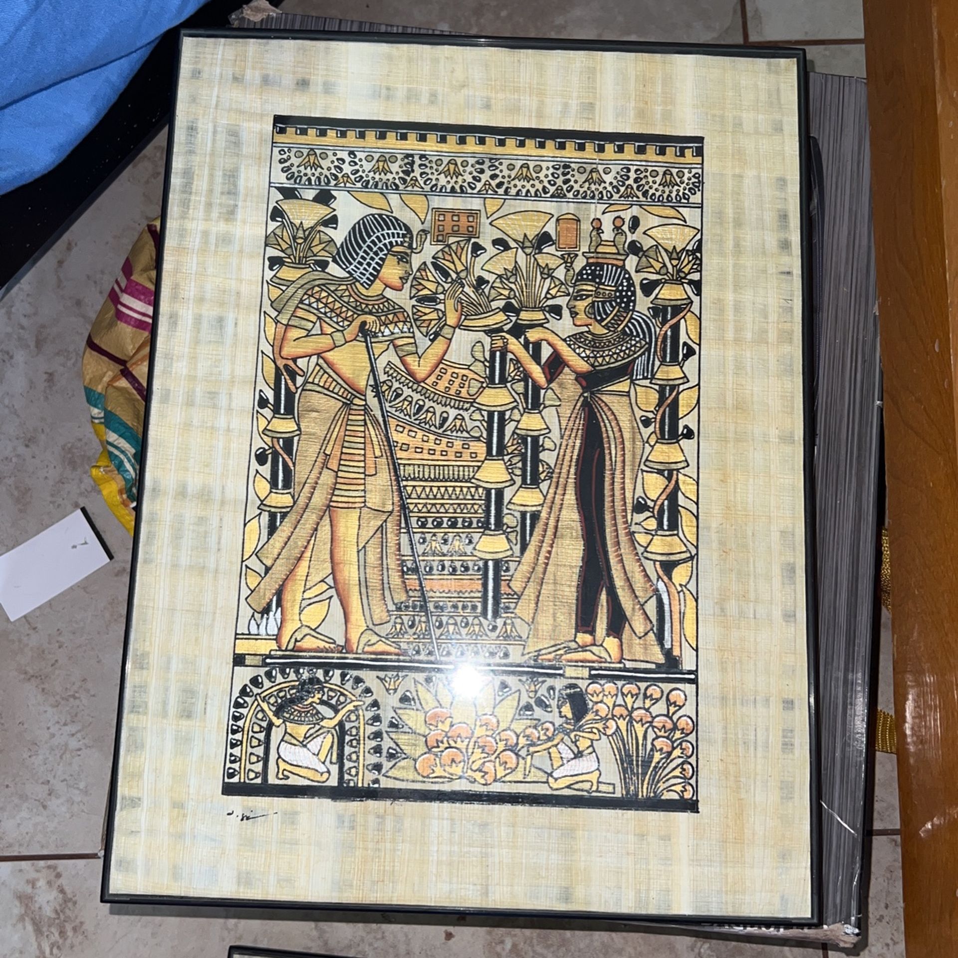 3 Framed Ancient Egyptian artwork Pieces On Samir Papyrus Paper for ...