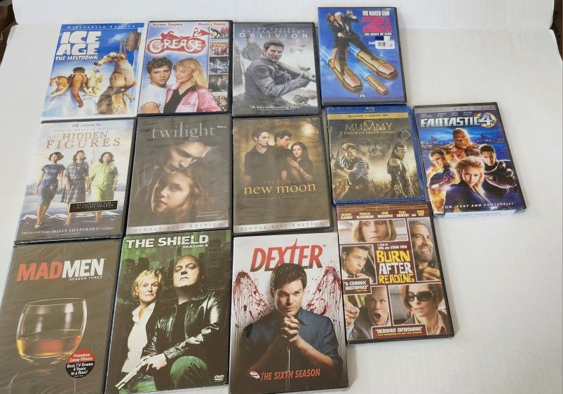 Brand New Sealed 13 Dvds (1 Is Blueray) Grease Ice Age Dexter Madmen ...