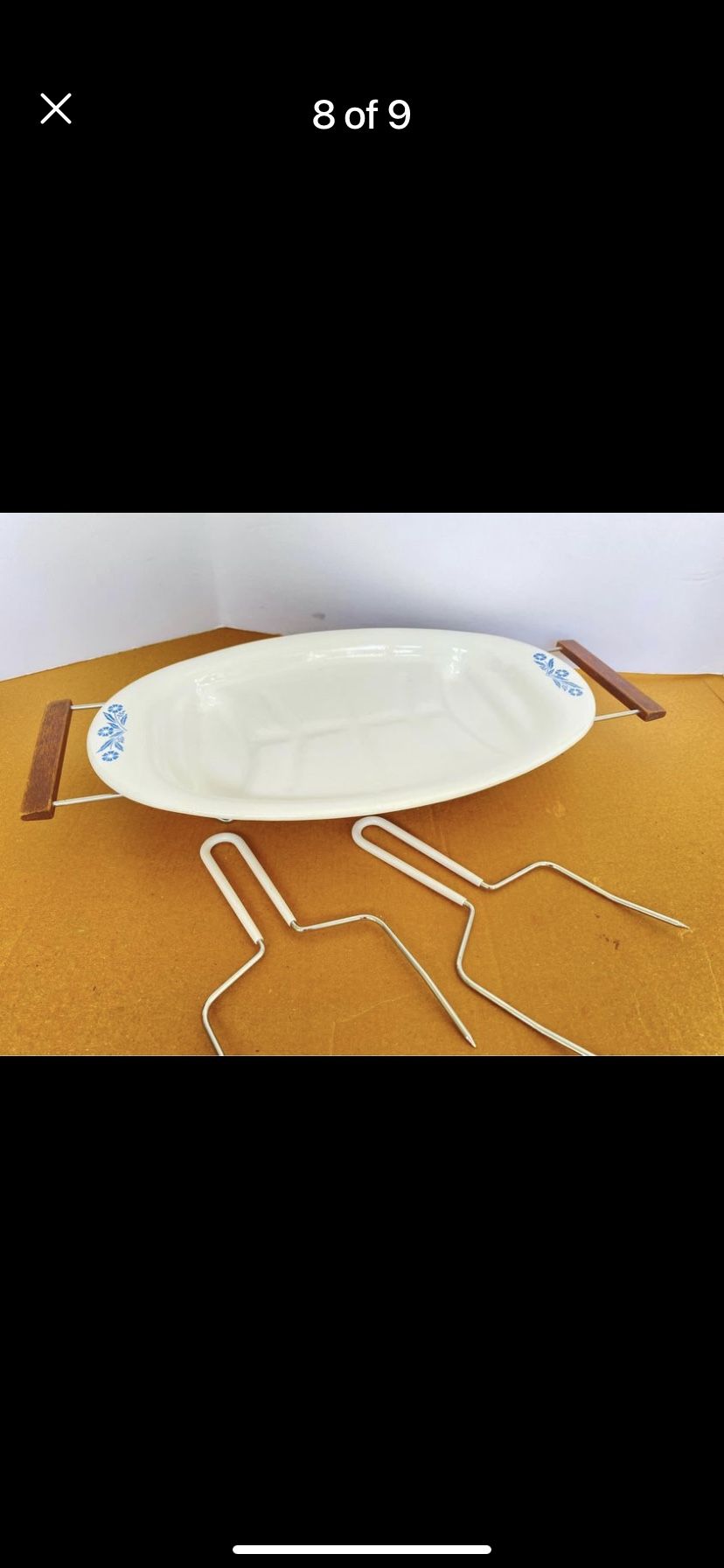 1960's Corning ware Corning-ware Cornflower Blue Roasting Platter/Rack ...