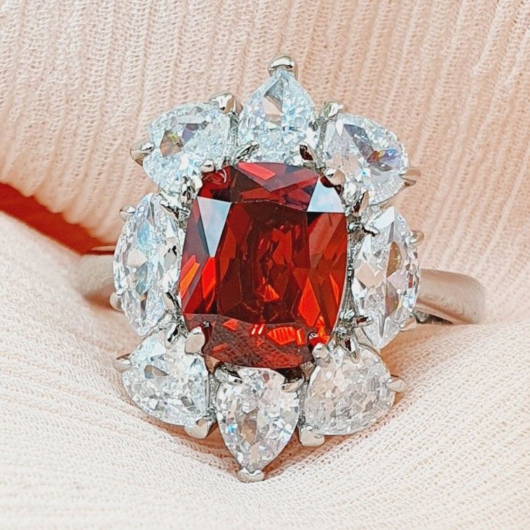 "Noble Shiny Flower Ruby Oval Zircon Luxury Rings for Women, PD627 for ...