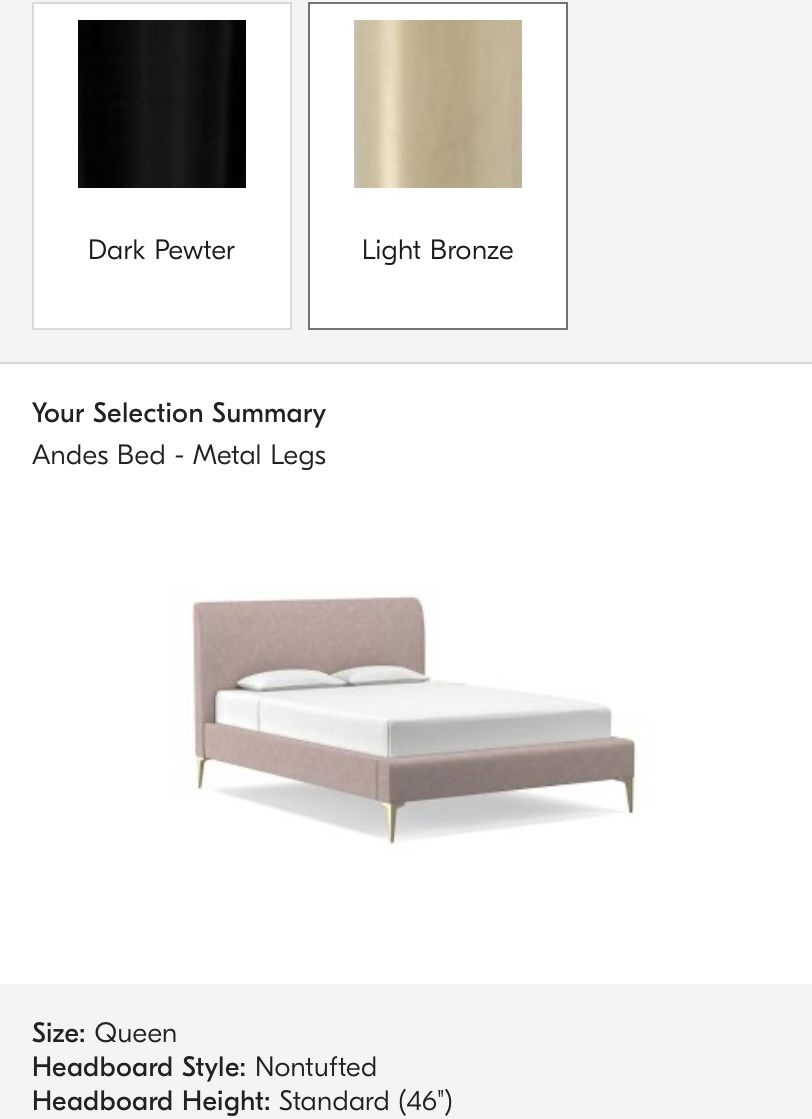 West Elm Andes Queen Bed Frame, Mauve/Dusty Pink Deluxe Velvet for Sale ...