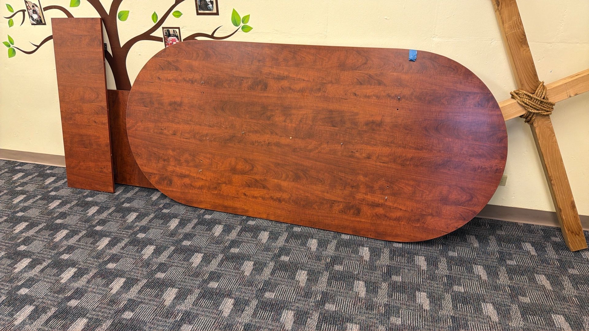 4 Round Brown Wood Tables 6’ & Conference Table & 6 Chairs for Sale in ...