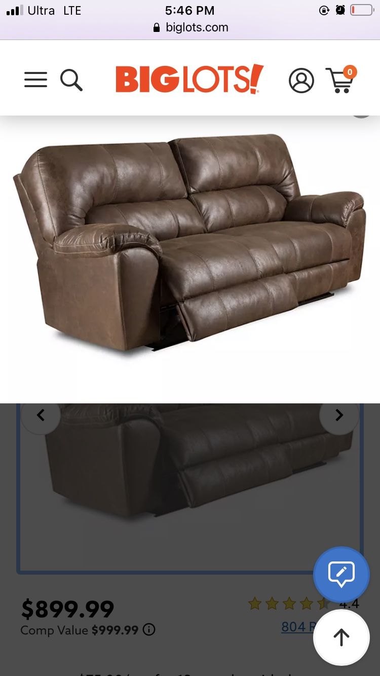 Stratolounger stallion brown reclining sofa store