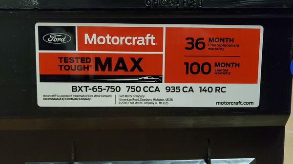 Motorcraft Battery BXT-65-750 for Sale in Fort Lauderdale, FL - OfferUp