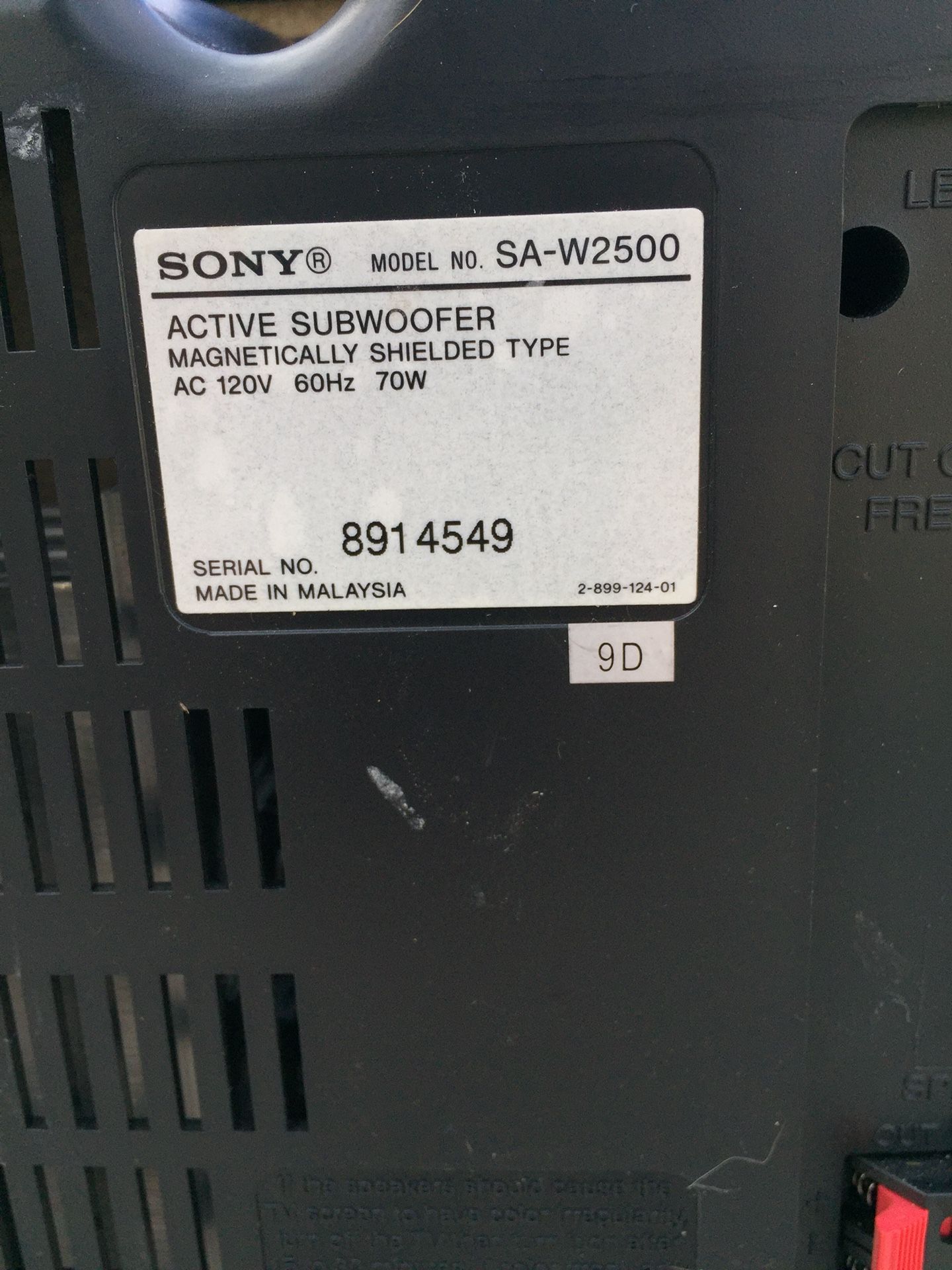 Sony Subwoofer Sa W2500