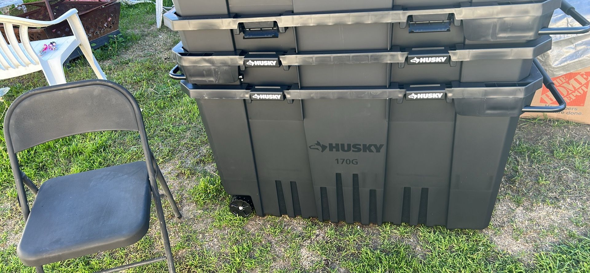 Husky 170 Gal Pro Grip Storage container bin Tote in Black NO LID large ...