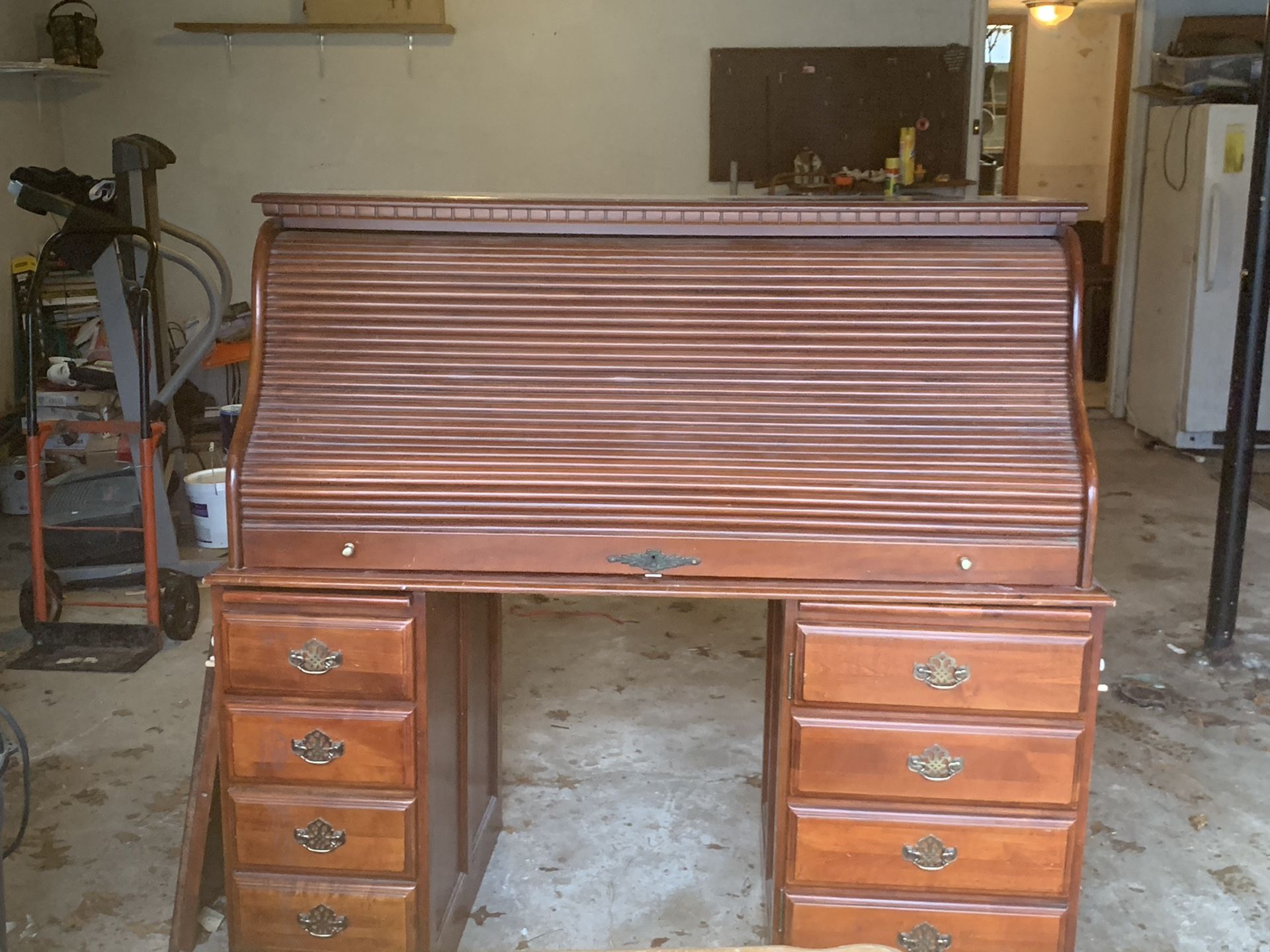Cherry Roll top computer desk for Sale in Canton, OH - OfferUp
