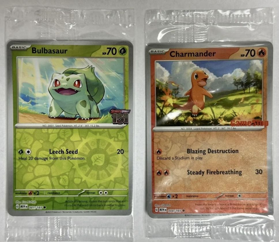 SEALED Best Buy Promo Bulbasaur 001/165 and GameStop Charmander and 004 ...