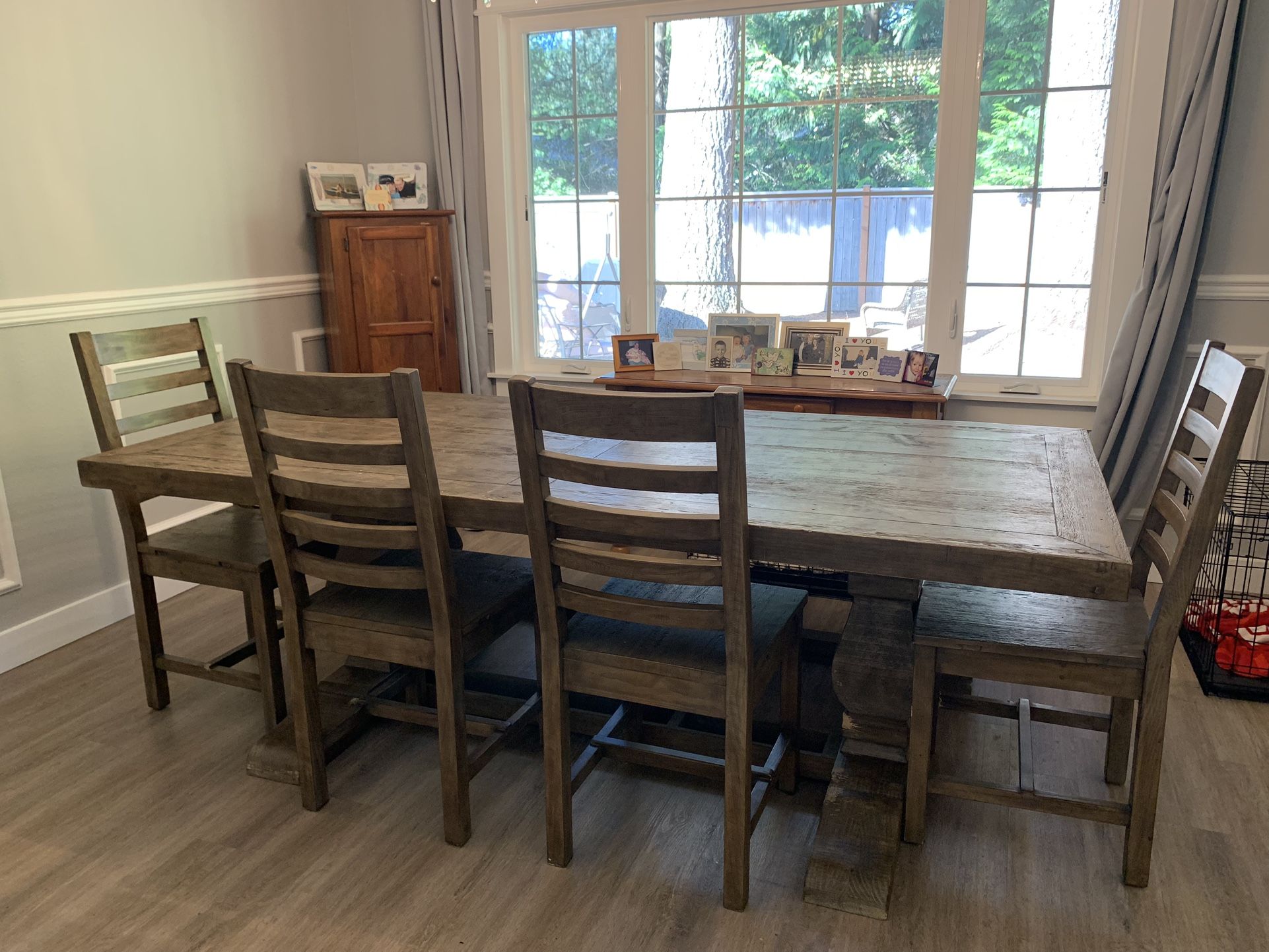 Wood Farmhouse Table, 4 Chairs, Bench for Sale in Redmond, WA - OfferUp
