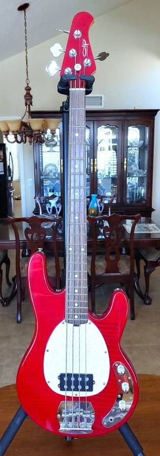 OLP Ernie Ball MM2 4-String Bass Guitar w/Bag Red Maple Flame A Beauty ...