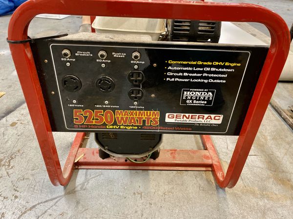 Honda Generac 5250 Portable Gas Generator for Sale in Chesapeake, VA ...