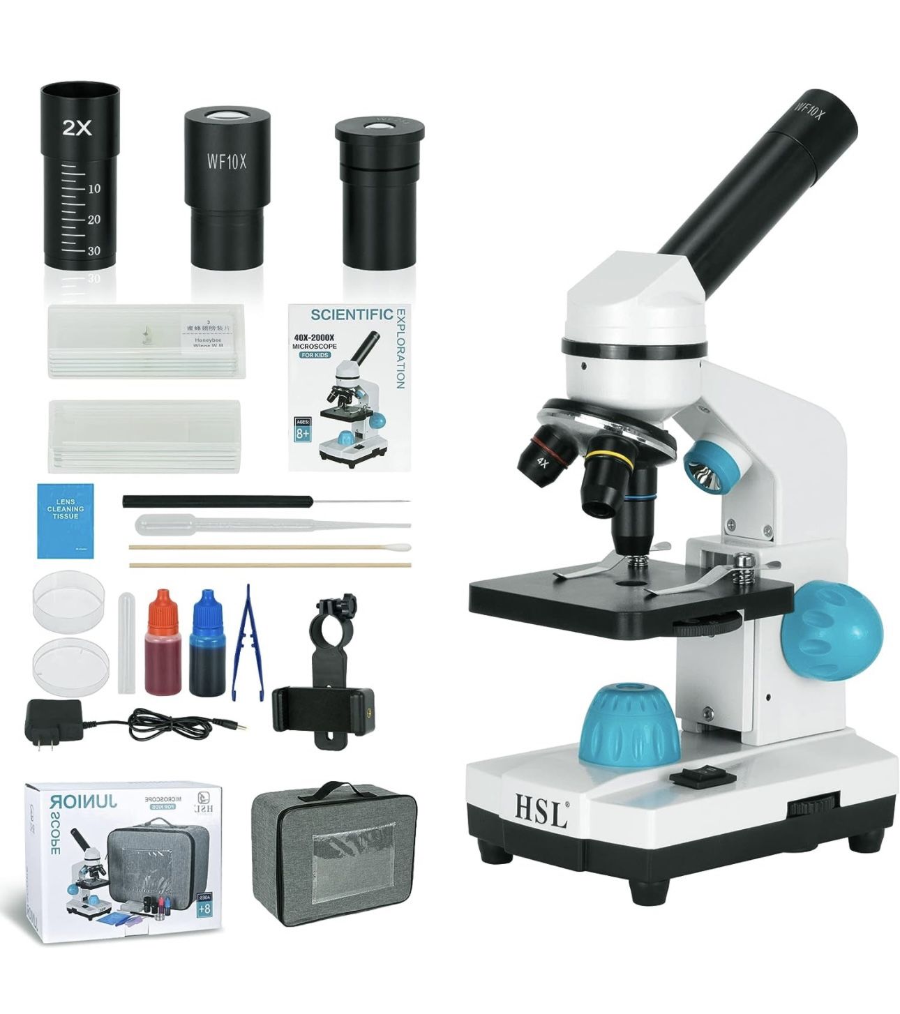 Compound Monocular Microscope for Adults Students,40X-2000X ...
