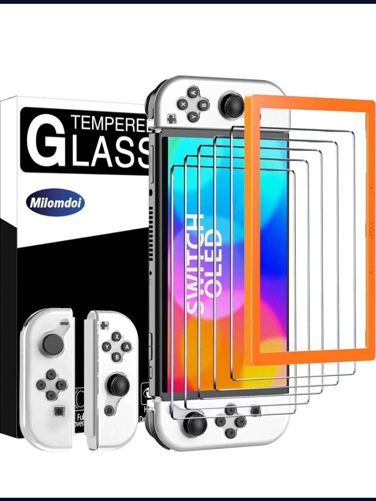 5 Pack Tempered Glass Screen Protector for Nintendo Switch OLED Model ...