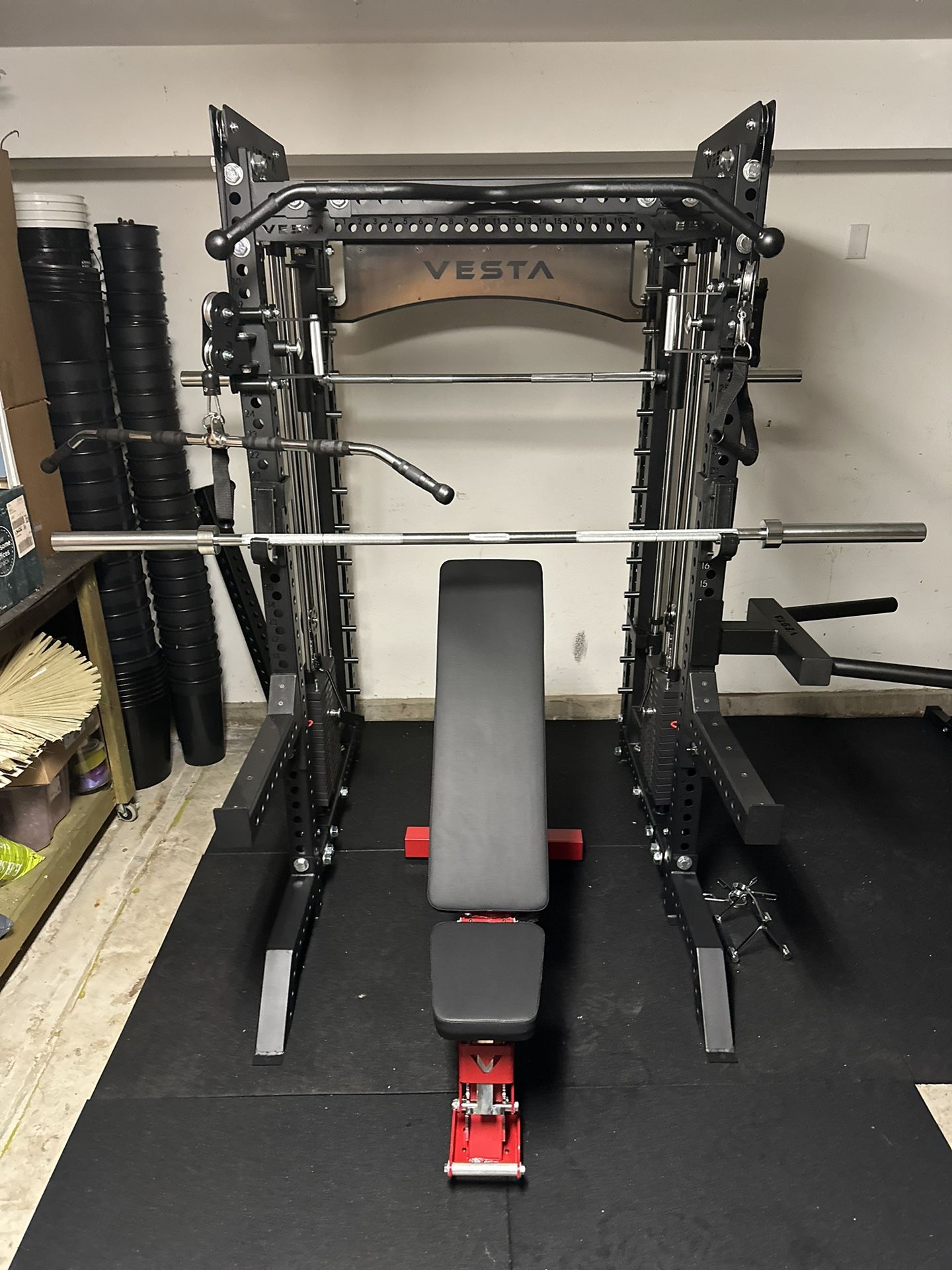 PRO SERIES Ultimate Half Rack Functional Trainer w/Smith Machine Bar ...