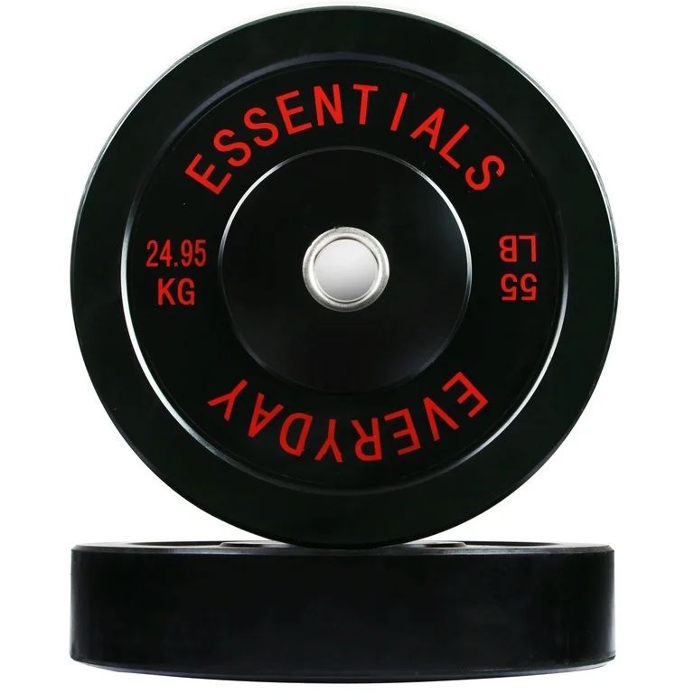 BalanceFrom Olympic Bumper Plate Weight Plate, 55 lbs Pair Black for ...