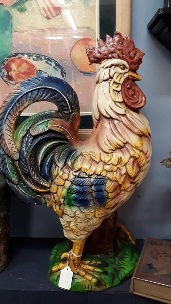 Gorgeous Large Intrada Italian Ceramic Rooster Statue