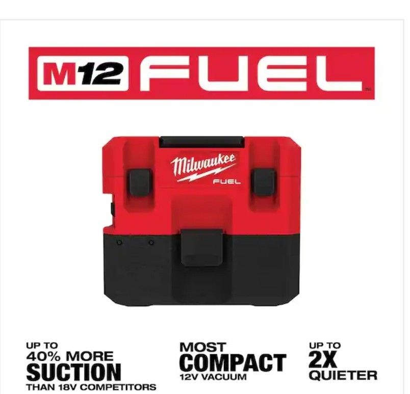 Milwaukee M12 FUEL 12-Volt Lithium-Ion Cordless 1.6 Gal. Wet/Dry Vacuum ...