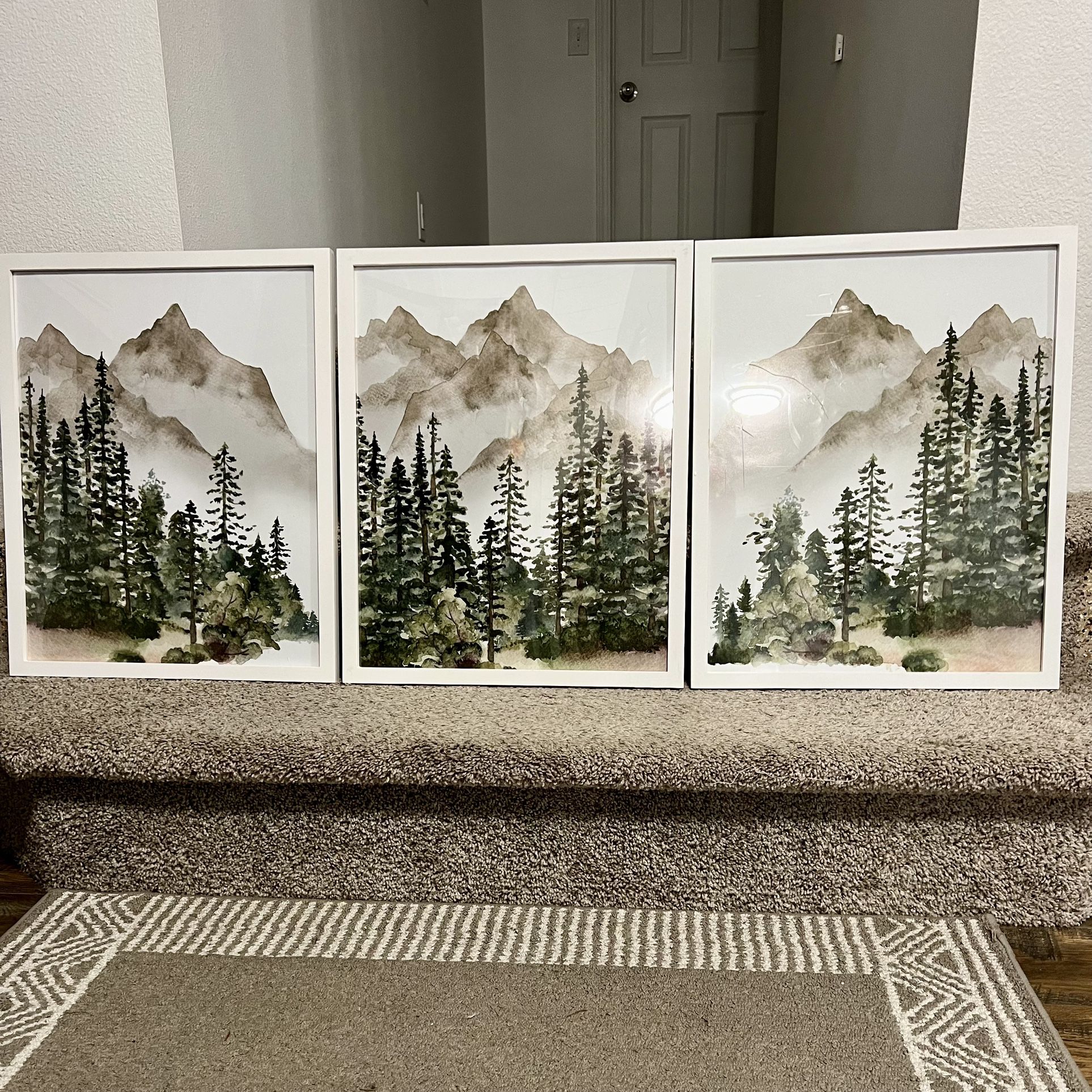 Mountains And Tree Watercolor Mural, Wall Decor, Nature, Nursery ...