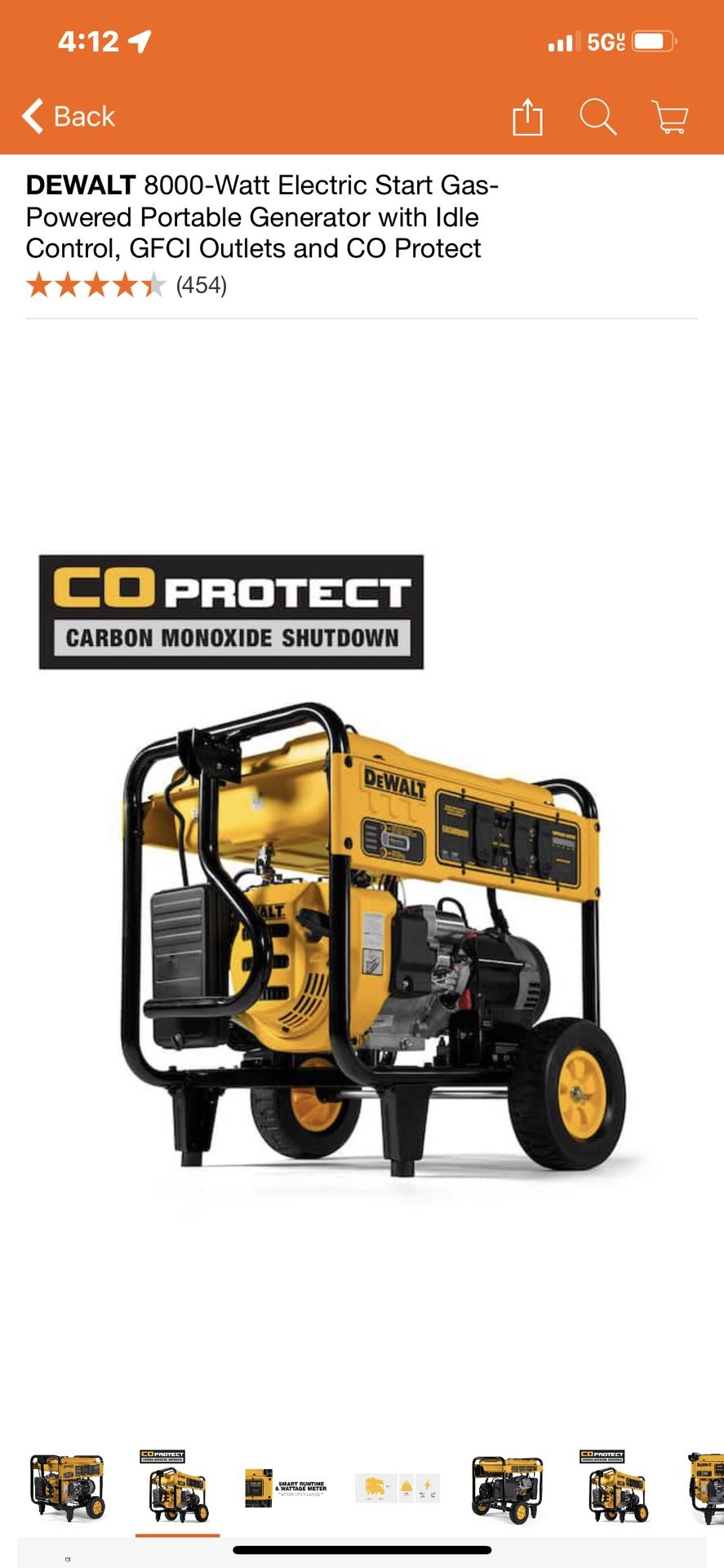 DEWALT 8000-Watt Electric Start Gas-Powered Portable, 08/25/2023