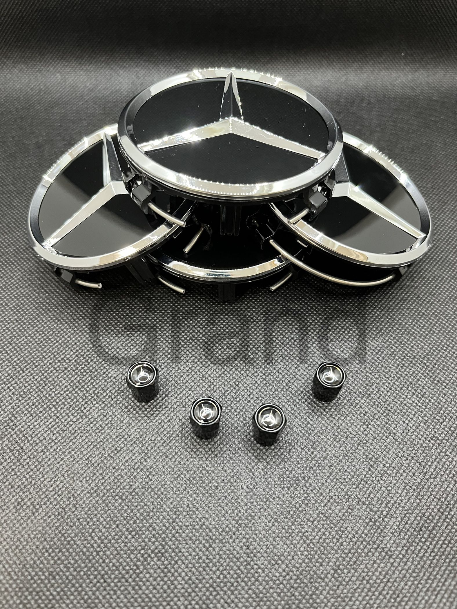 Fits Mercedes Benz Wheel Rim Center Caps And Tire Air Caps (8 Pieces ...