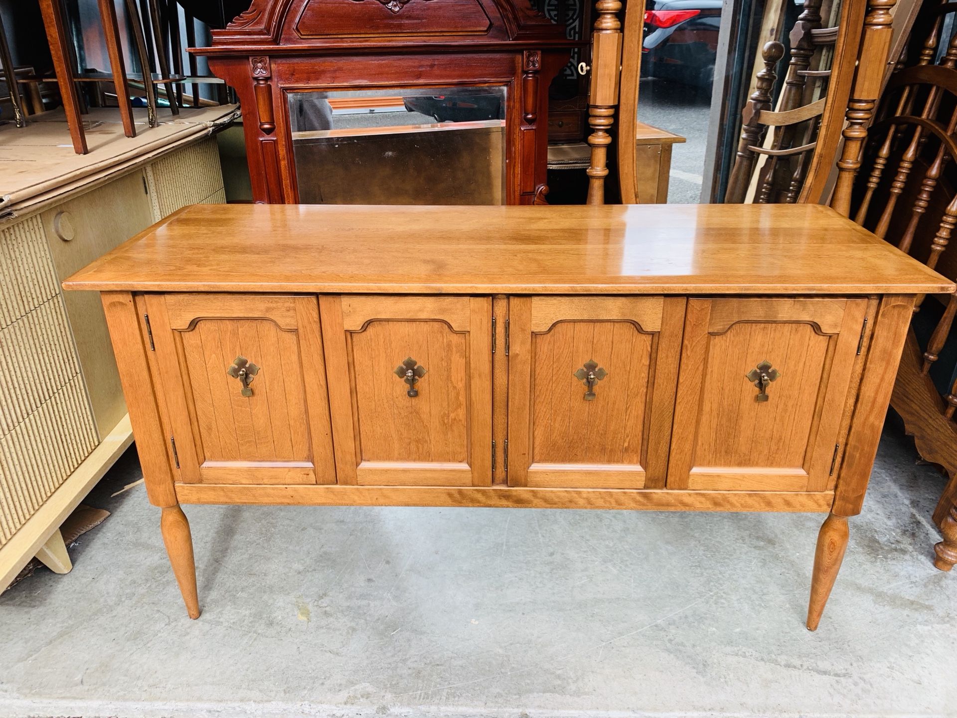 Beautiful Antique California Shops Solid Maple Sideboard Buffet Cabinet ...