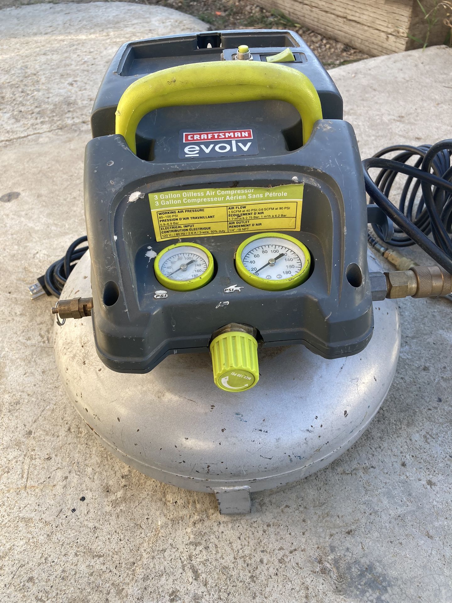 Craftsman Evolv Air Compresor 3 Gal 85 100 Psi for Sale in Gonzales CA OfferUp