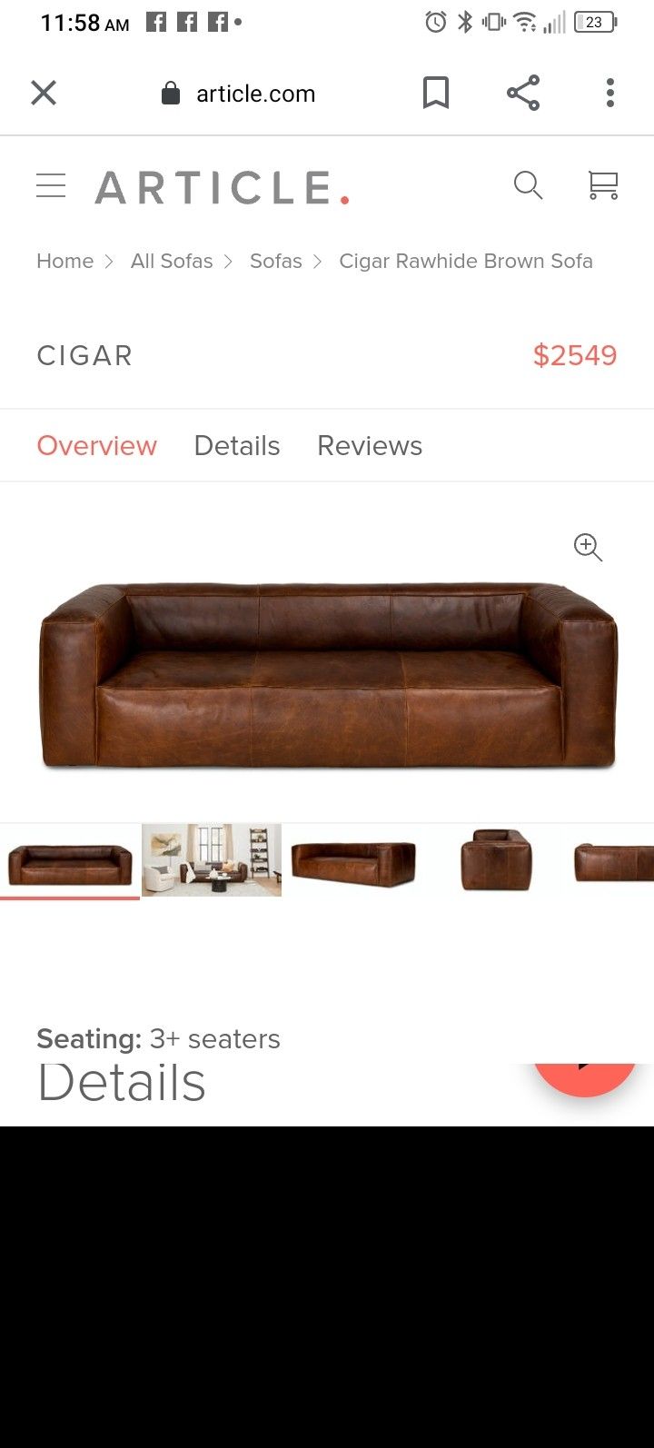Article Cigar Sofa for Sale in Monroe, WA - OfferUp