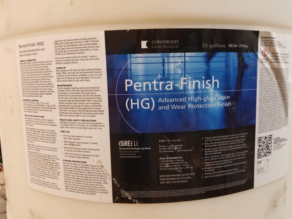 Pentra-finish hg high gloss 5 & 55 gallons concrete sealer for Sale in ...