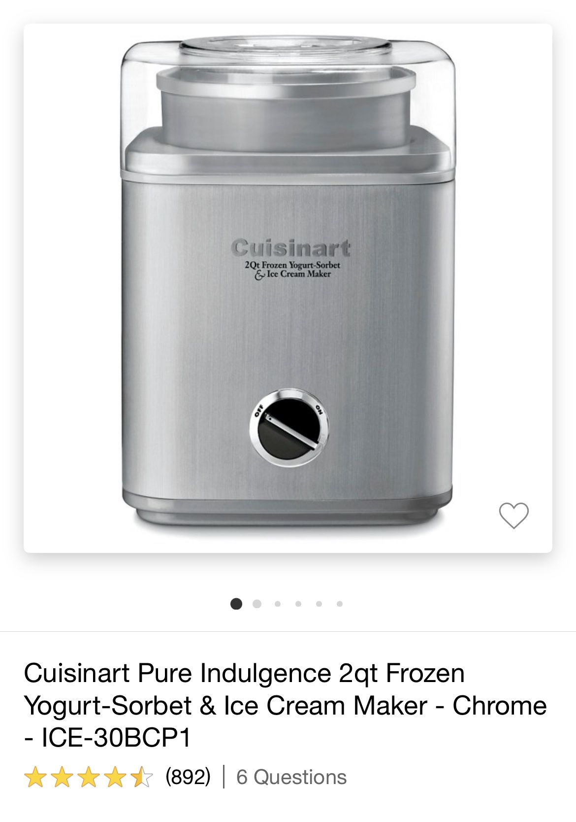 Cuisinart Frozen Yogurt Sorbet & Ice Cream Maker Kitchen & Dining