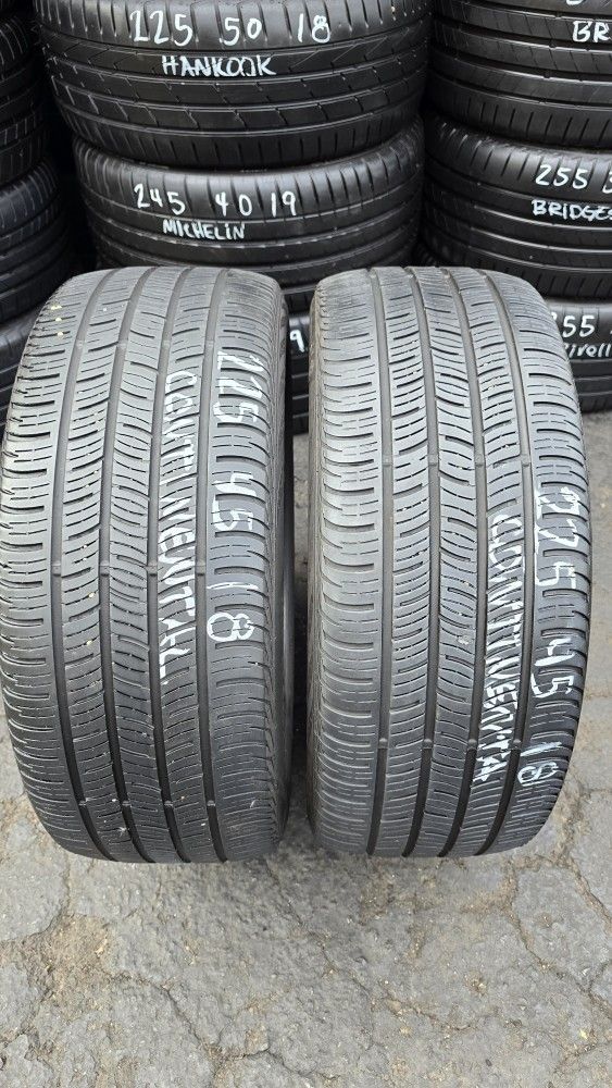 2 USED TIRES 225/45/18 CONTINENTAL contipro contact SSR RUN FLATS w/70 ...