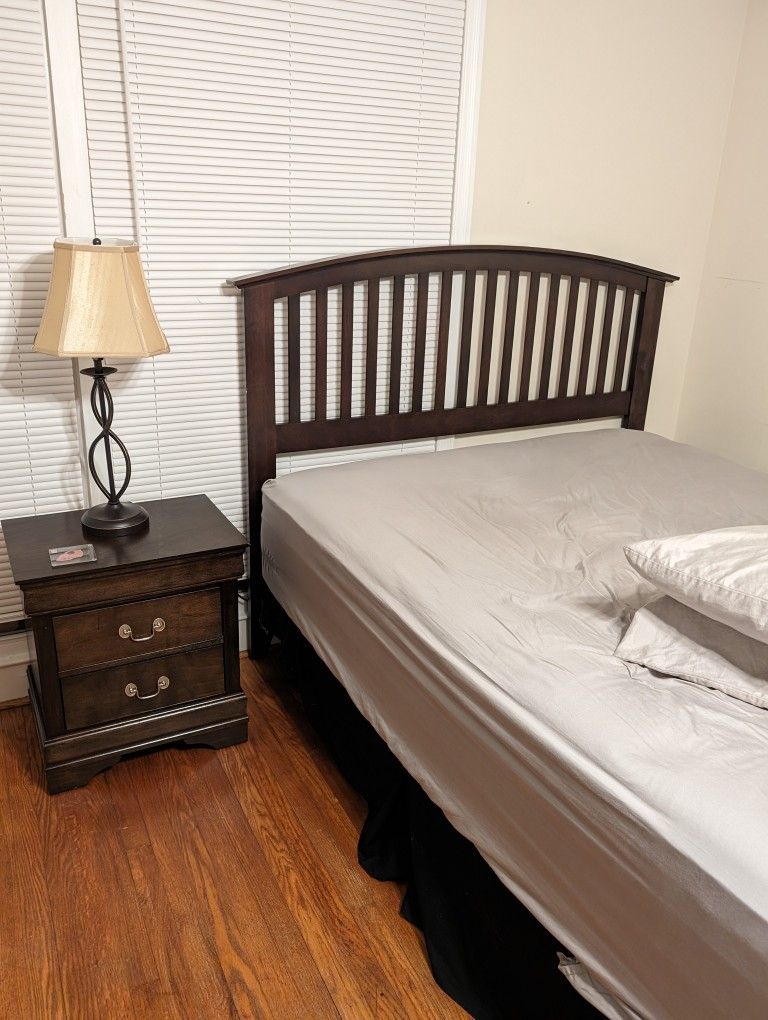 Queen Bed Frame w/ matching dresser and bed stands for Sale in Durham ...