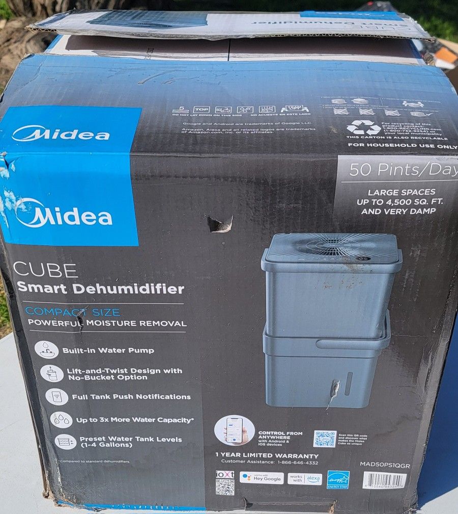 New Midea Cube Smart Dehumidifier 50 Pint, Large Spaces - $150 for Sale ...