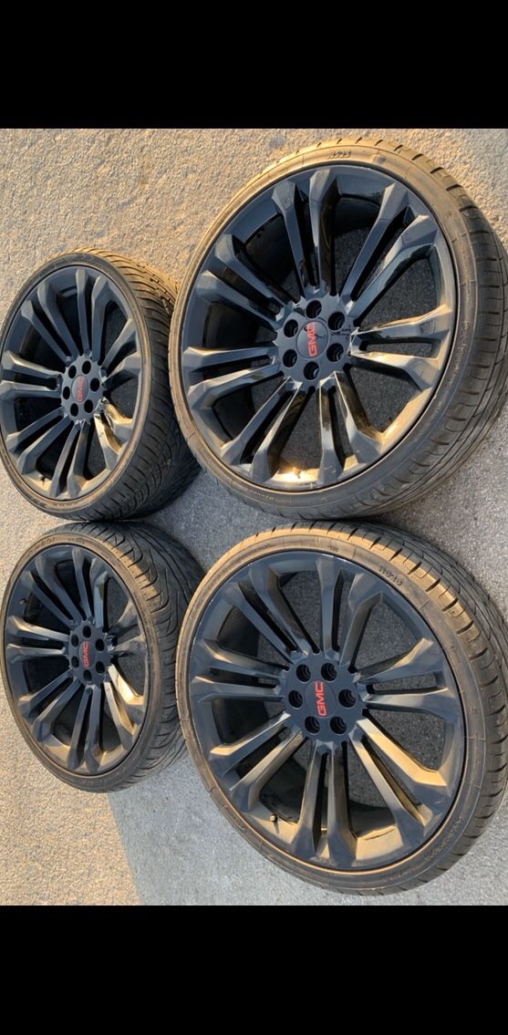 26” Black Replica Rims And Tires 6 Wheels 26s 26 inch Rines y llantas ...