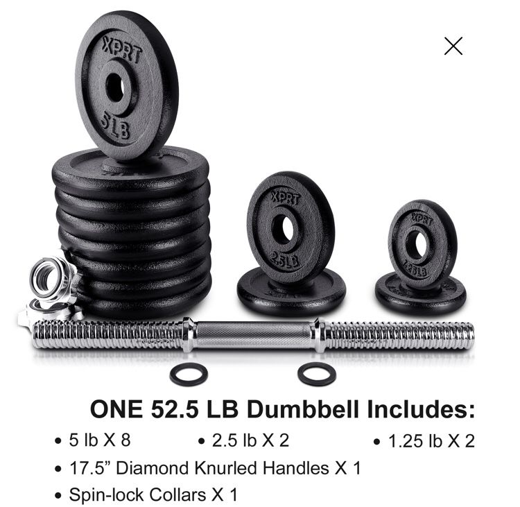 105 lb Adjustable Dumbbell Plate Weight Set - Cast Iron plates w ...